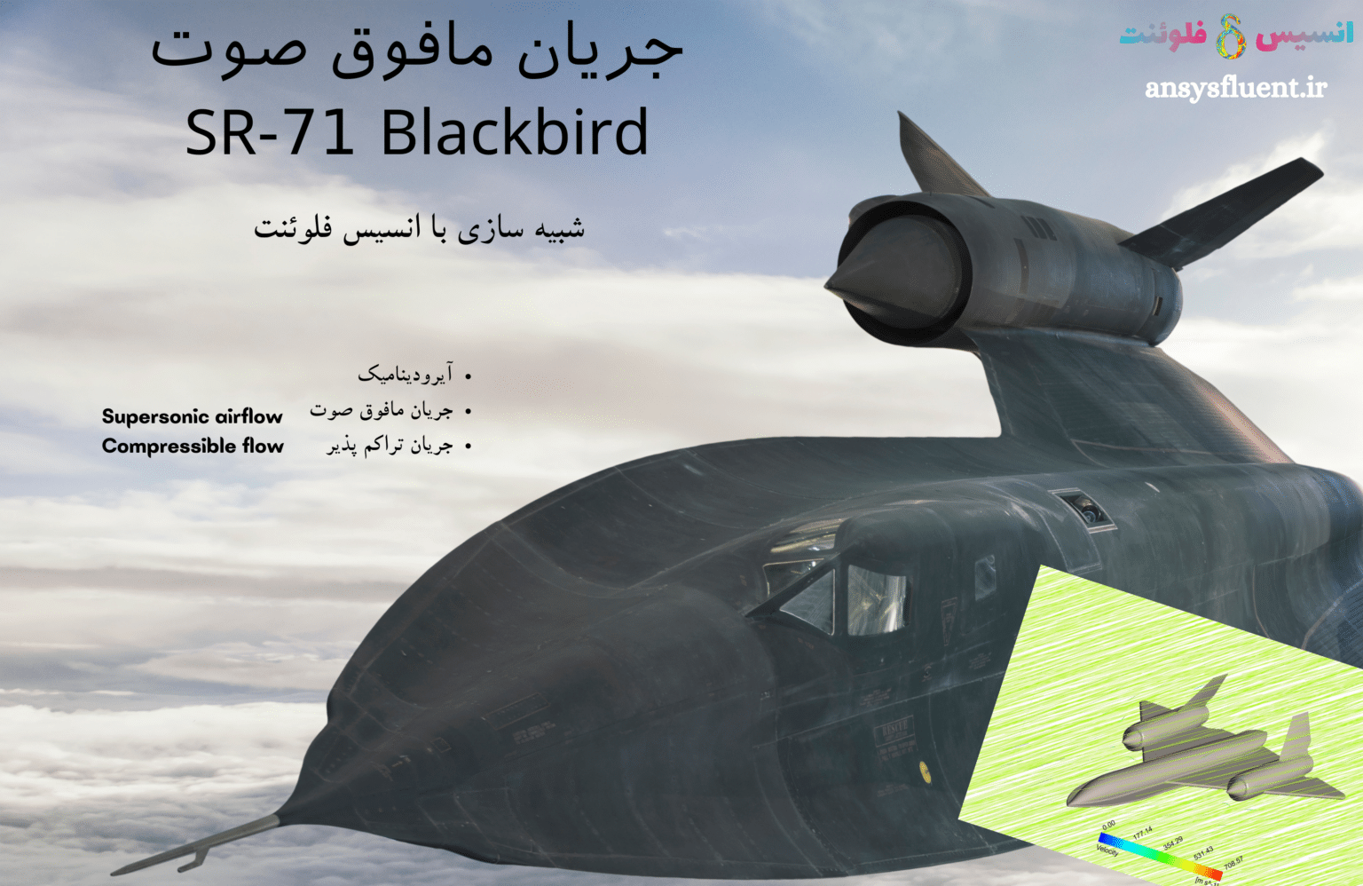 جریان مافوق صوت SR-71 Blackbird، شبیه سازی با انسیس فلوئنت - انسیس فلوئنت